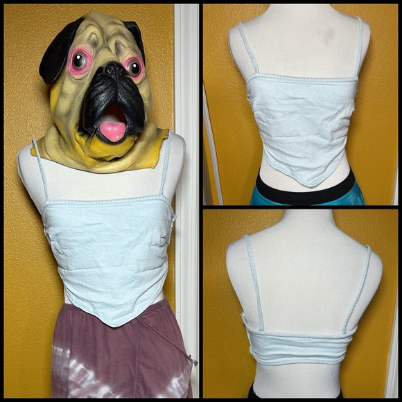 Zara | Tops | Zara Denim Triangle Crop Top | Poshmark